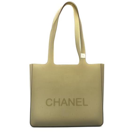 CHANEL | Bags | Chanel Rubber Transparent Tote Shoulder Bag Khaki Green ...